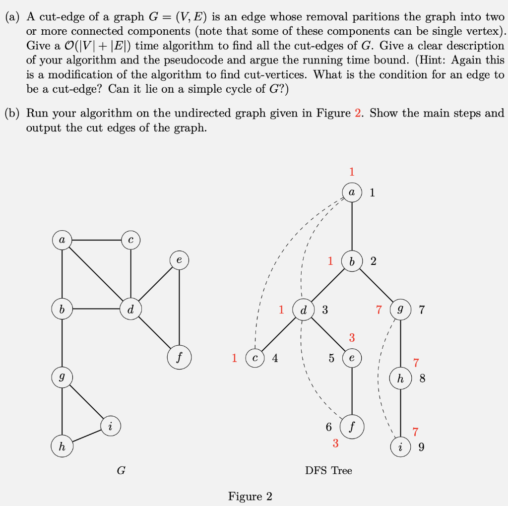 Solved (a) A cut-edge of a graph G = (V, E) is an edge whose | Chegg.com