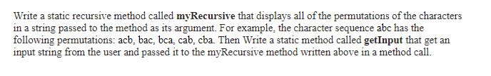 Solved Write a static recursive method called myRecursive | Chegg.com