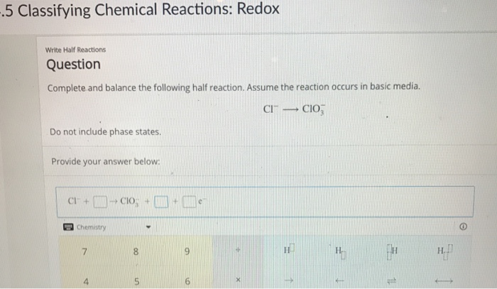 Solved .5 Classifying Chemical Reactions: Redox Write Half | Chegg.com