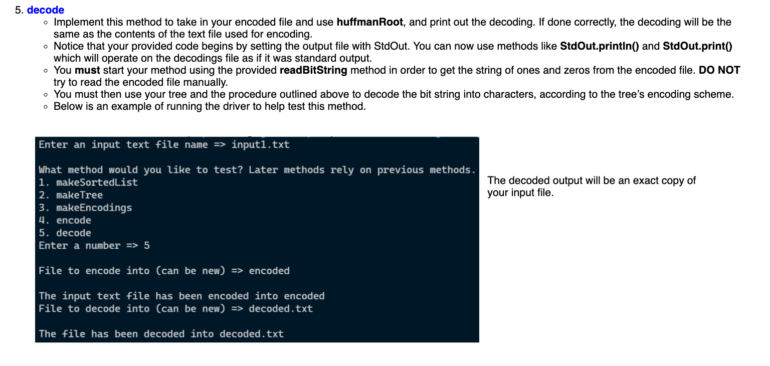 Solved Implement This Method To Take In Your Encoded File