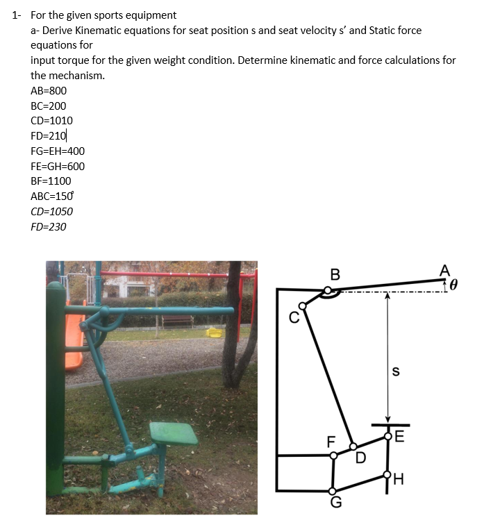 1- For the given sports equipment a-Derive Kinematic | Chegg.com
