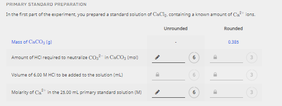 Solved PRIMARY STANDARD PREPARATION In the first part of the | Chegg.com