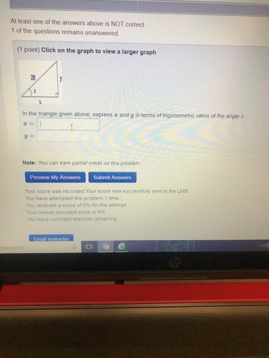 Solved in the triangle given above, express x and y in terms | Chegg.com