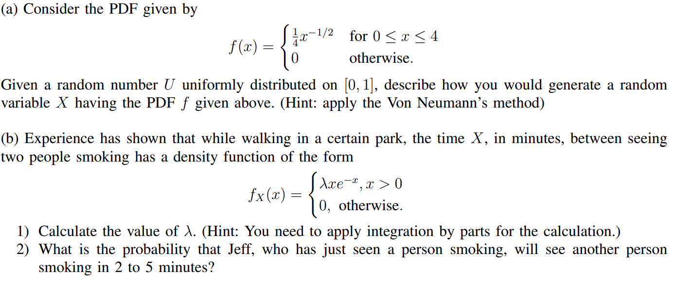 Solved -1/2 (a) Consider the PDF given by for 0