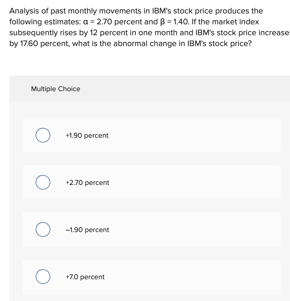 Solved Analysis of past monthly movements in IBM's stock | Chegg.com