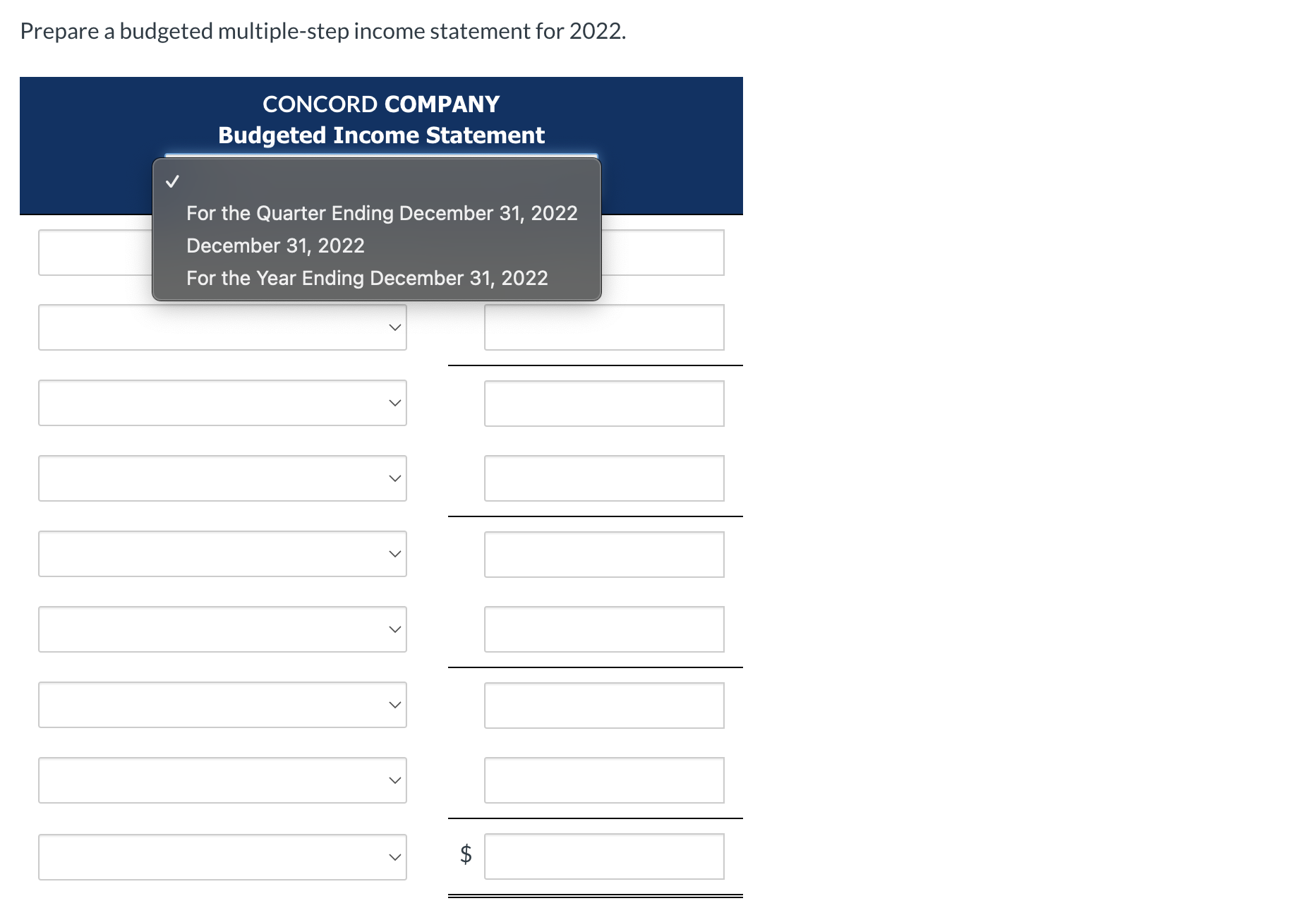 Solved Concord Company has accumulated the following budget | Chegg.com