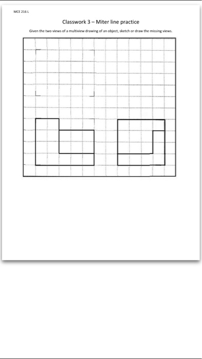 Solved Given the two views of a multiview drawing of an | Chegg.com