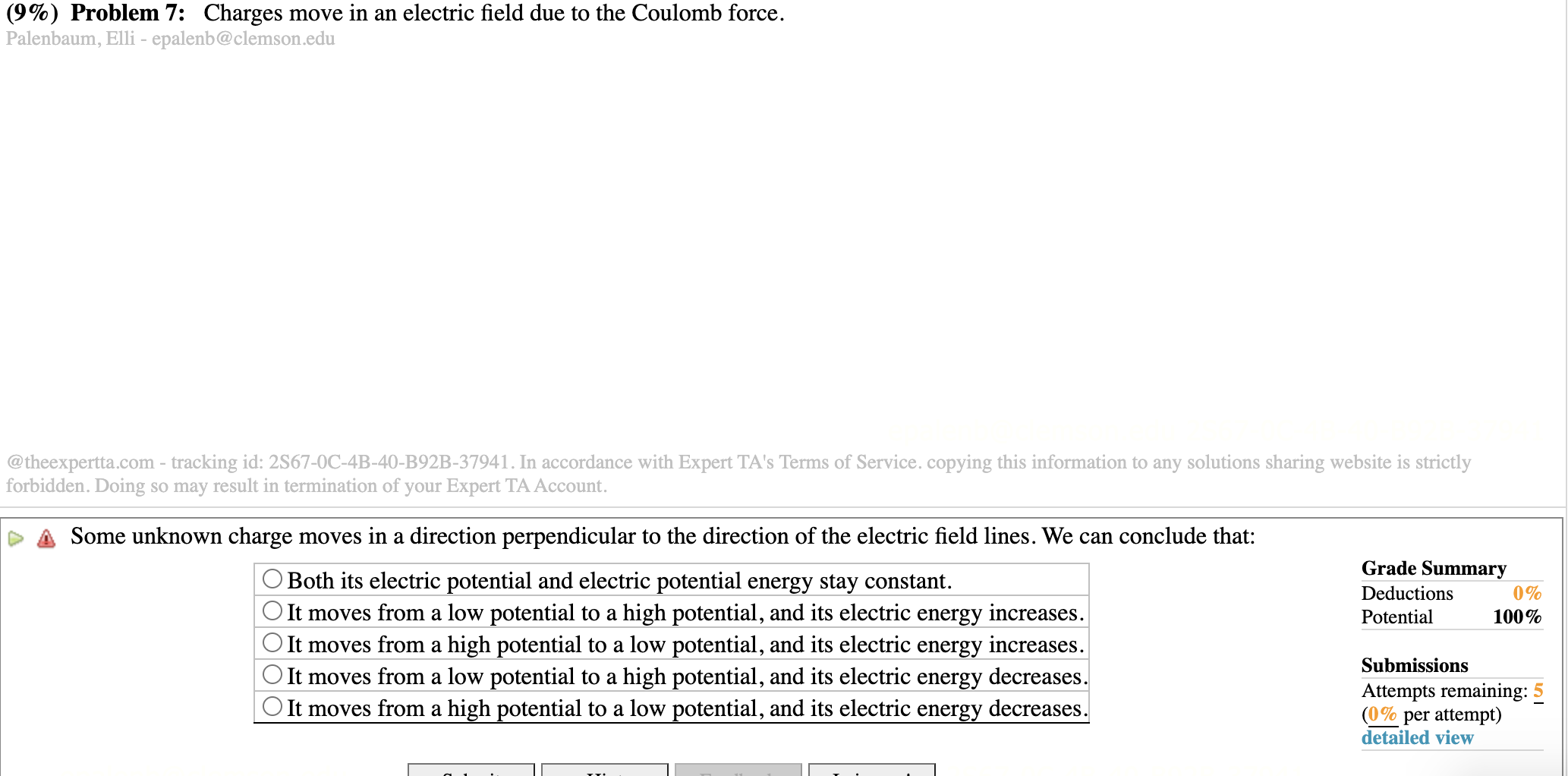 Solved (9\%) Problem 7: Charges move in an electric field | Chegg.com