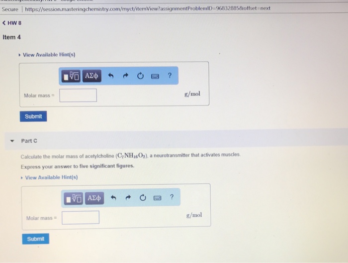Solved Part A Given the atoenic mass of select elements, | Chegg.com