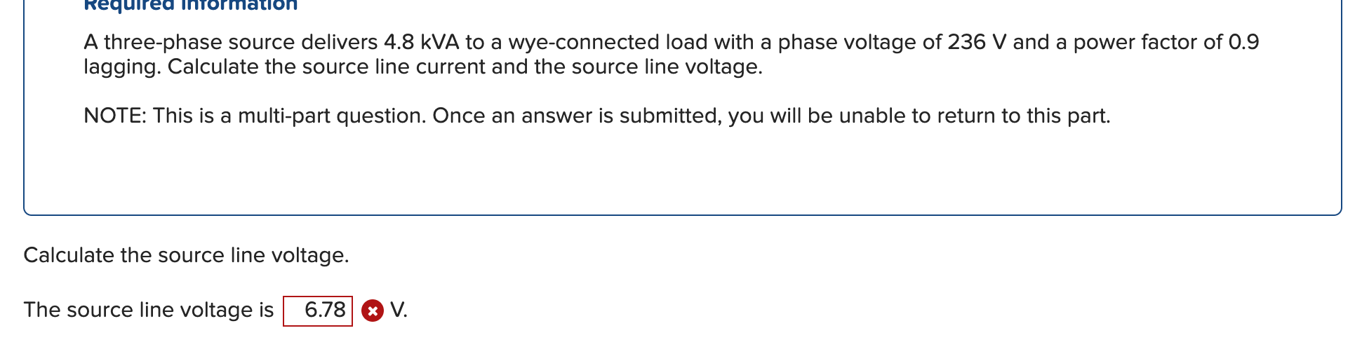 Solved A three-phase source delivers 4.8kVA to a | Chegg.com