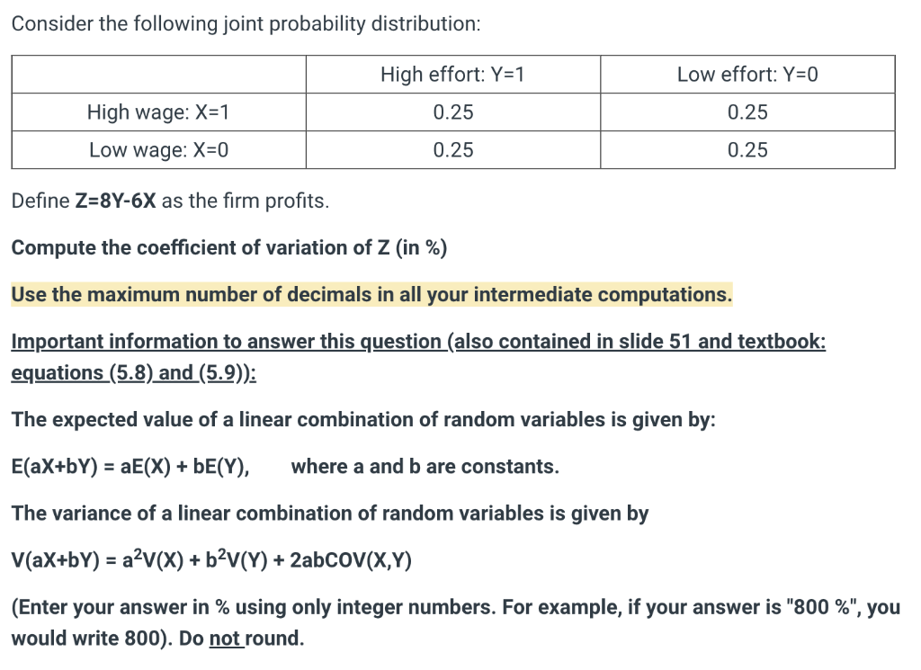 Solved Consider the following joint probability | Chegg.com