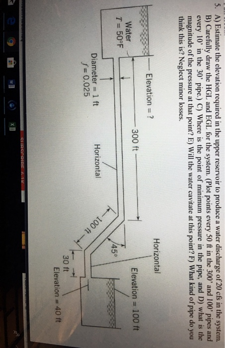 Solved 5. A) Estimate the elevation required in the upper | Chegg.com