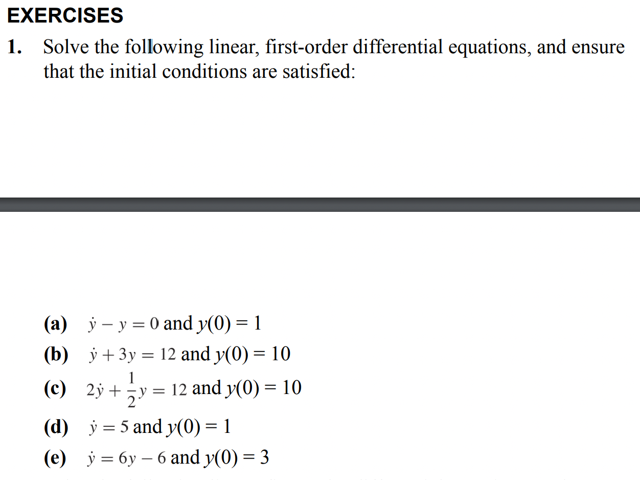 Solved Exercisessolve The Following Linear First Order