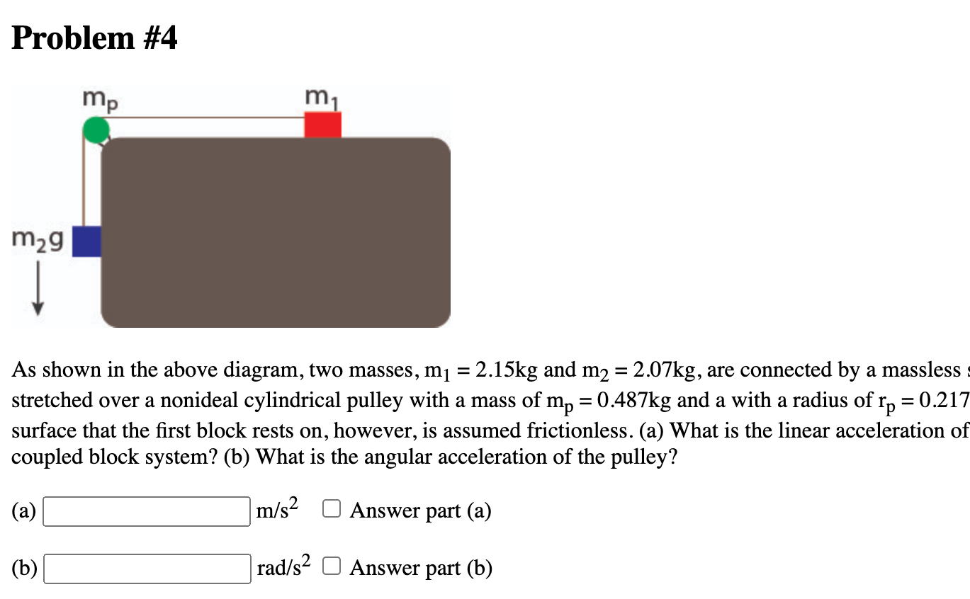 Solved Problem #4 As shown in the above diagram, two masses, | Chegg.com