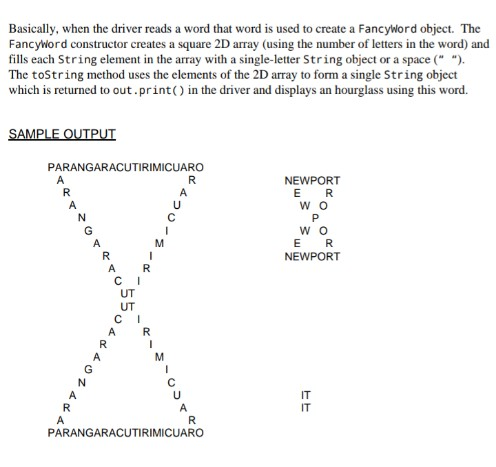 Solved 2. Write program FancyWord to work with the driver | Chegg.com