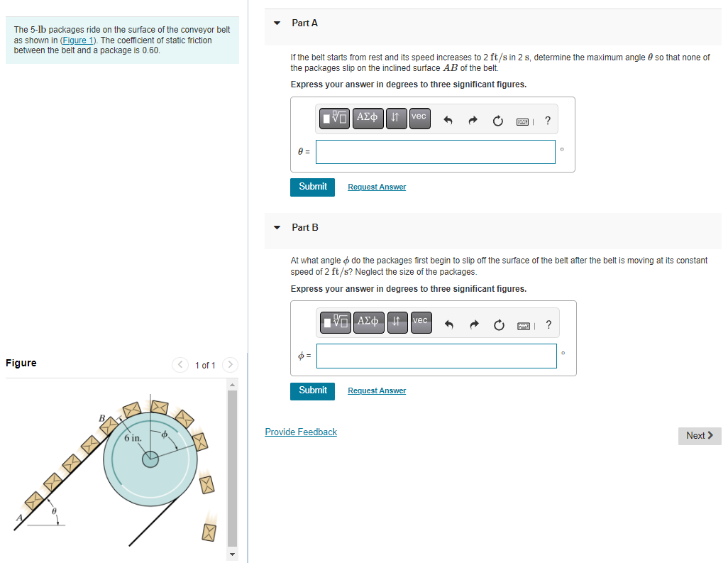 Solved The 5-lb packages ride on the surface of the conveyor | Chegg.com