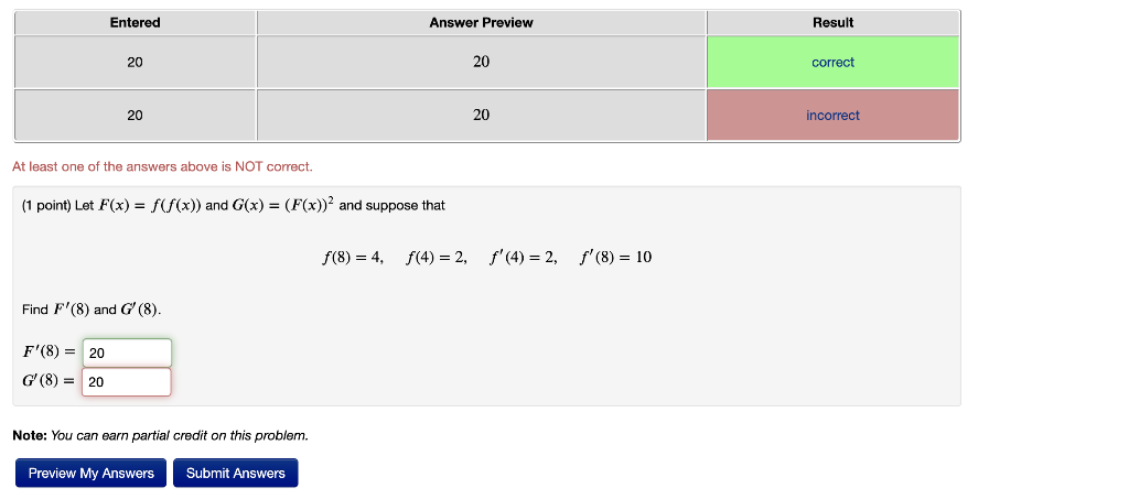 Solved Entered Answer Preview Result 20 20 correct 20 20 | Chegg.com