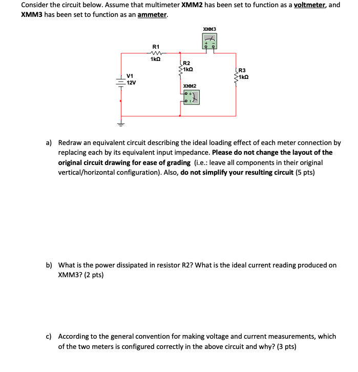 Solved Consider the circuit below. Assume that multimeter | Chegg.com