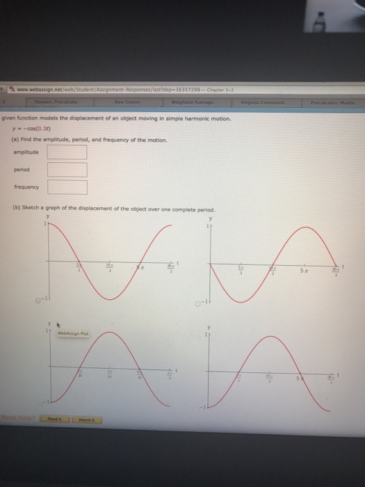 Solved The given function models the displacement of an | Chegg.com