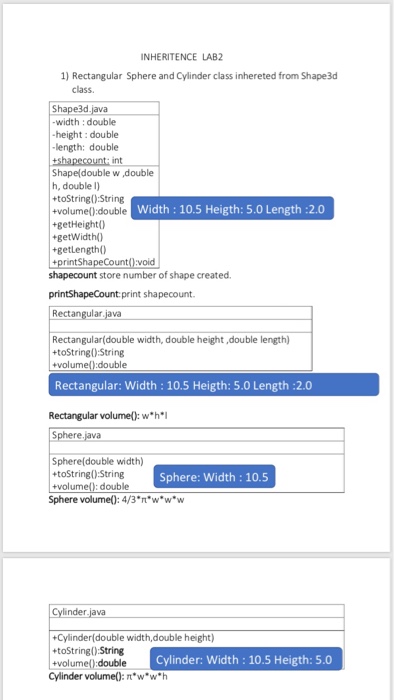 Solved NHERITENCE LAB2 1) Rectangular Sphere and Cylinder | Chegg.com