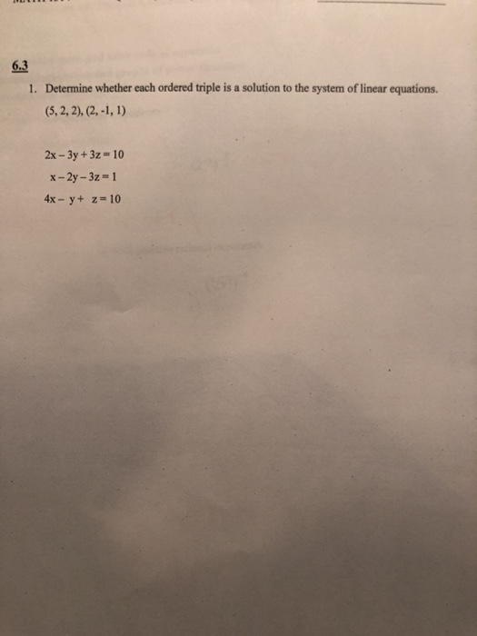 Solved 6.3 Determine whether each ordered triple is a | Chegg.com