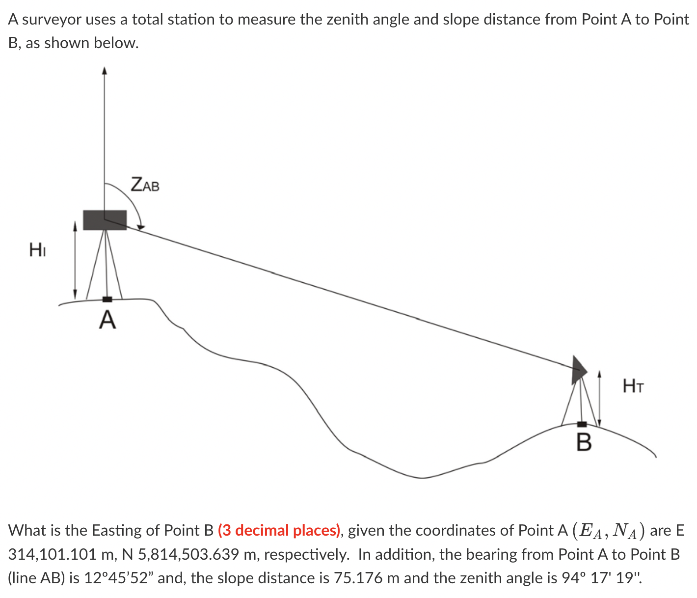A surveyor uses a total station to measure the zenith | Chegg.com