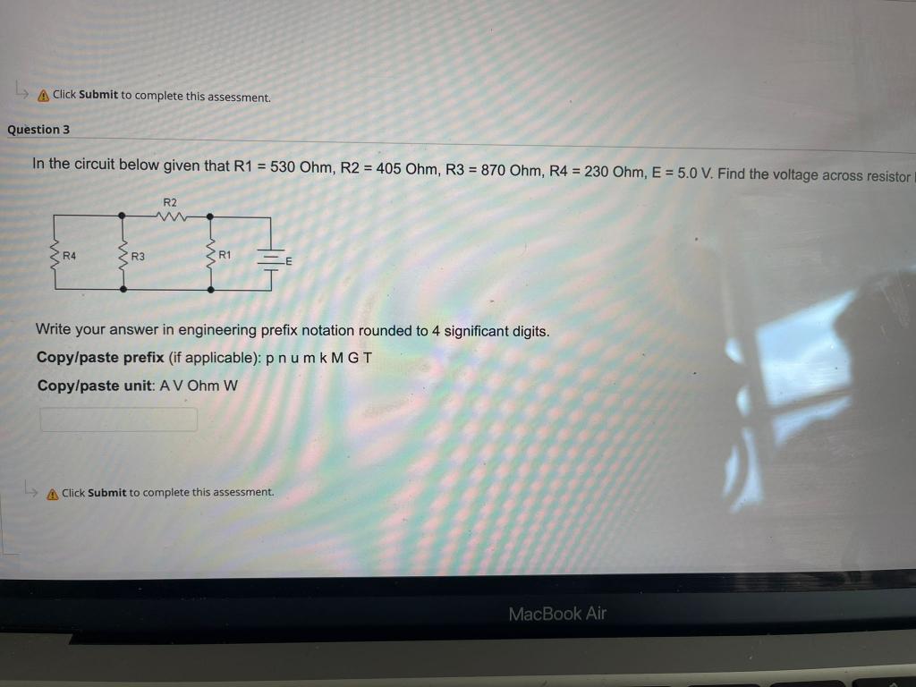 Solved In the circuit below given that R1 = 530 Ohm, R2 = | Chegg.com
