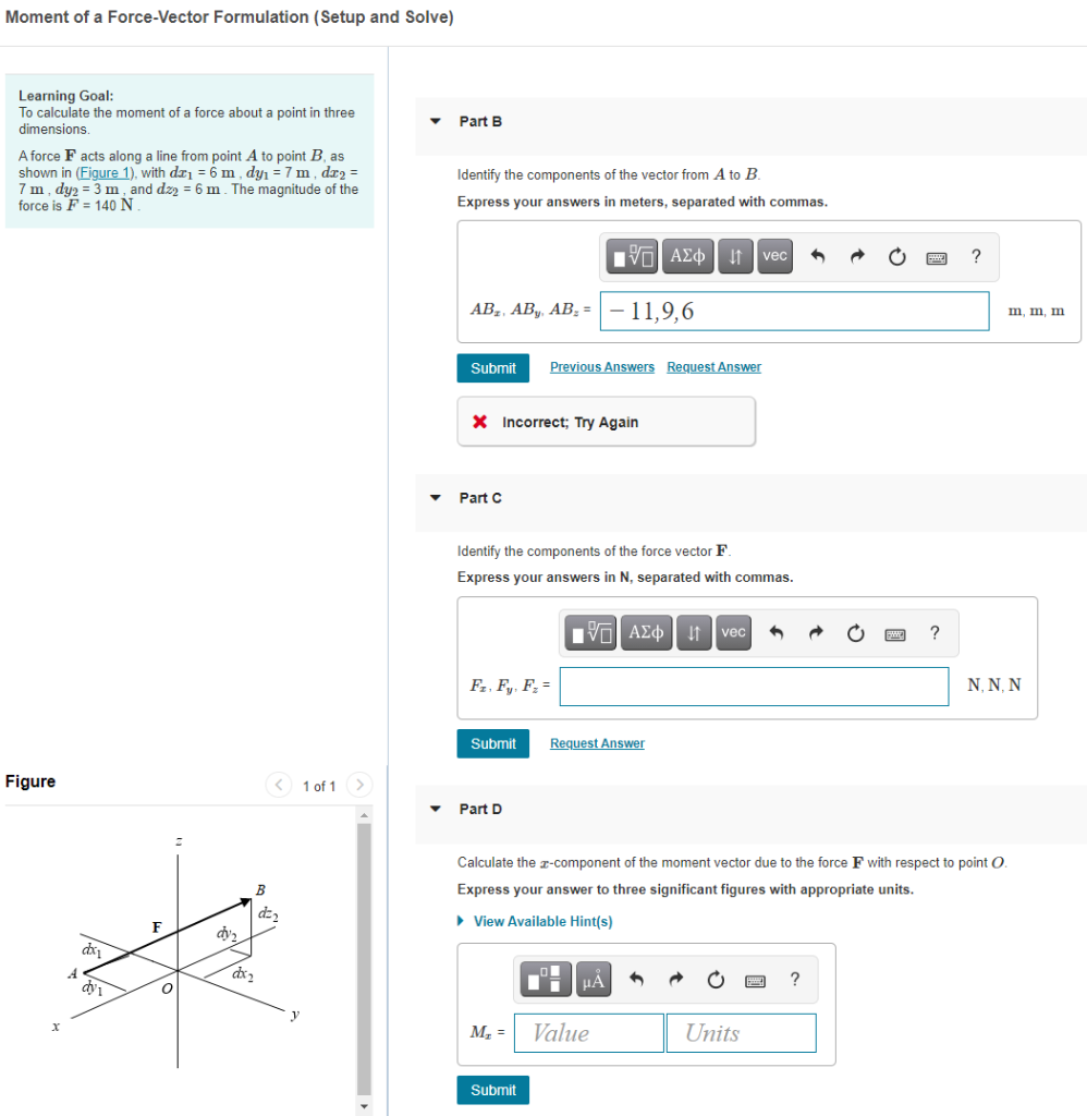 Solved Moment of a Force-Vector Formulation (Setup and | Chegg.com