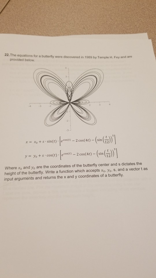 Solved 22. The equations for a butterfly were discovered in | Chegg.com