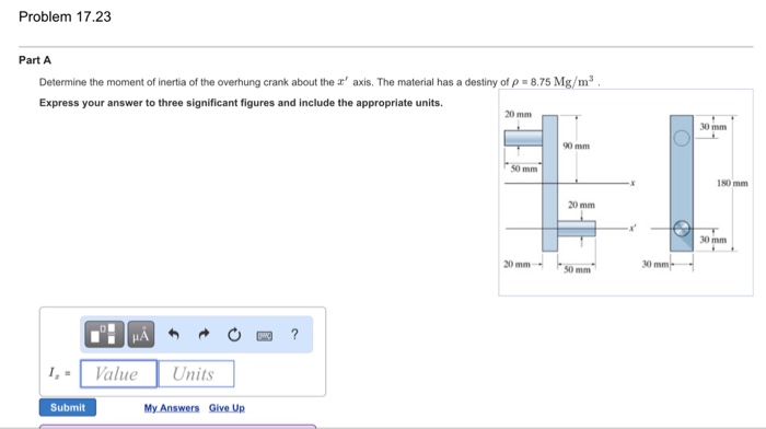 Solved Determine the moment of inertia of the overhung crank | Chegg.com