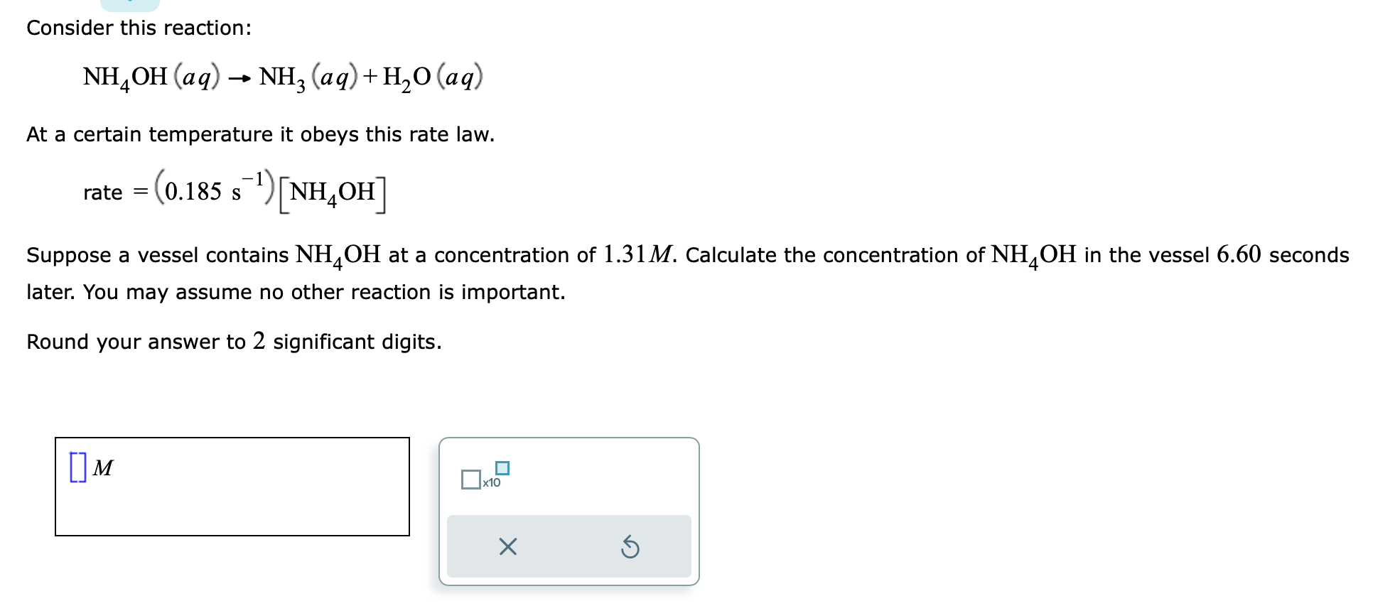 Solved Consider this reaction: NH4OH(aq)→NH3(aq)+H2O(aq) At | Chegg.com