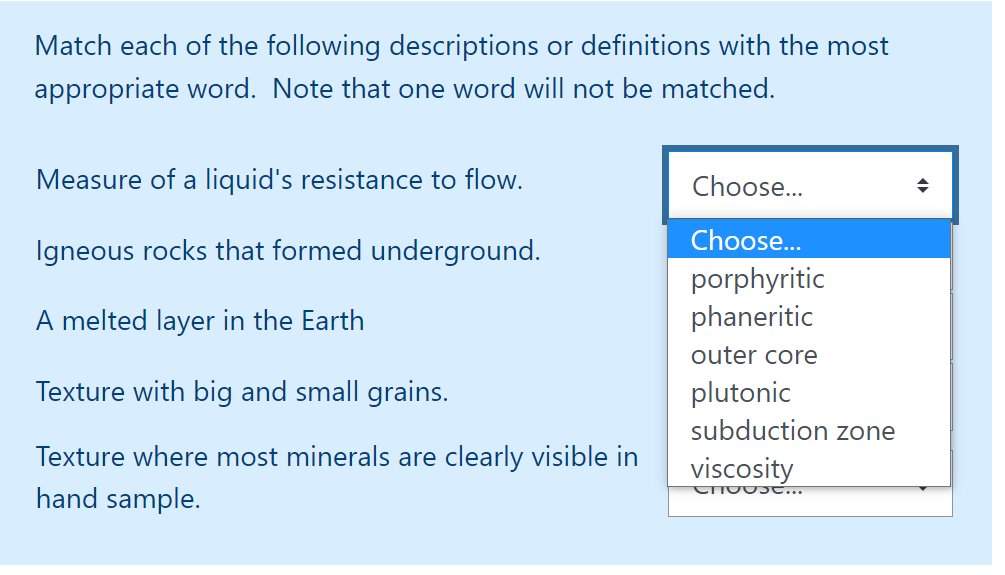 Solved Match each of the following descriptions or | Chegg.com