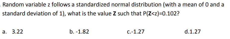 Solved Random variable z follows a standardized normal | Chegg.com
