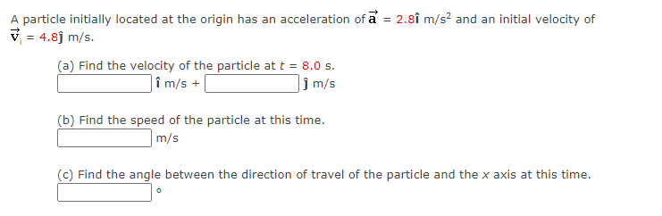 Solved A particle initially located at the origin has an | Chegg.com