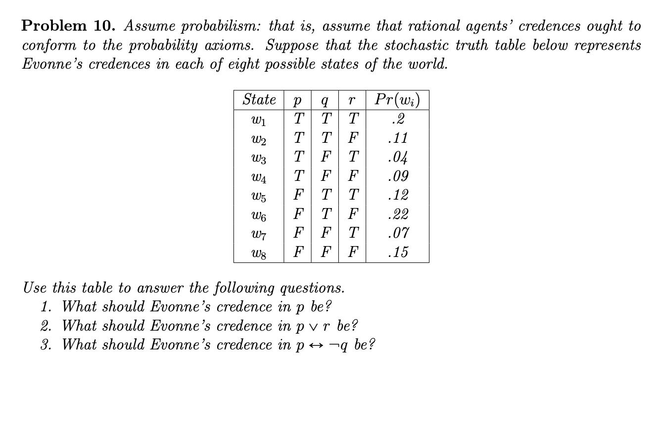 Solved Problem 10. Assume probabilism: that is, assume that | Chegg.com