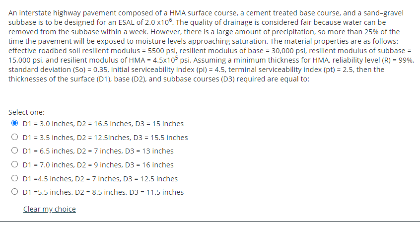 Solved An interstate highway pavement composed of a HMA | Chegg.com