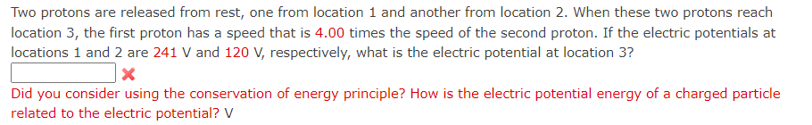 Solved Two protons are released from rest, one from location | Chegg.com