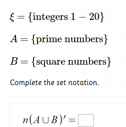 Solved ε = (integers 1 -20)A = (Prime Numbers)B = (Square | Chegg.com