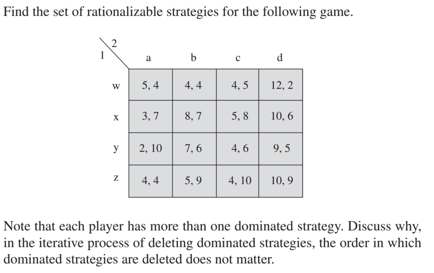 Solved Find the set of rationalizable strategies for the | Chegg.com