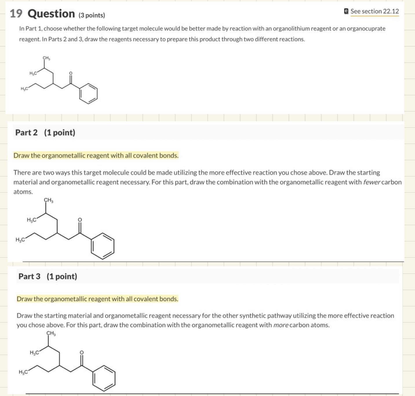 Solved Part 2 (1 ﻿point)Draw the organometallic reagent with | Chegg.com