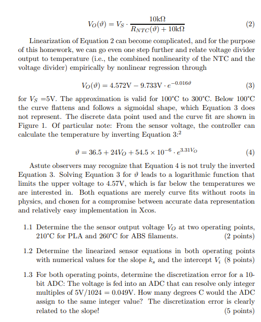 Solved Part 1: Analysis of the temperature sensor Two types | Chegg.com