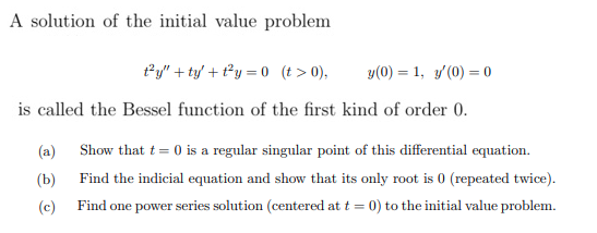 Solved A solution of the initial value problem ty" + ty + | Chegg.com