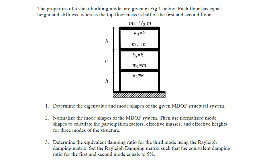 The properties of a shear building model are given in | Chegg.com