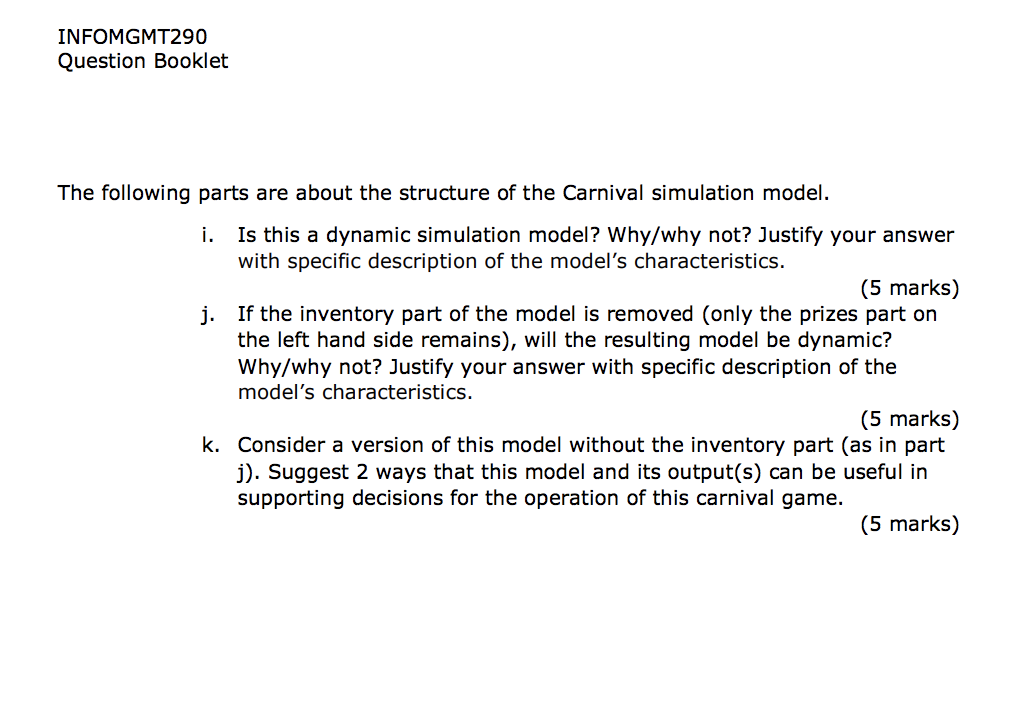 INFOMGMT290 Question Booklet e. In the following | Chegg.com