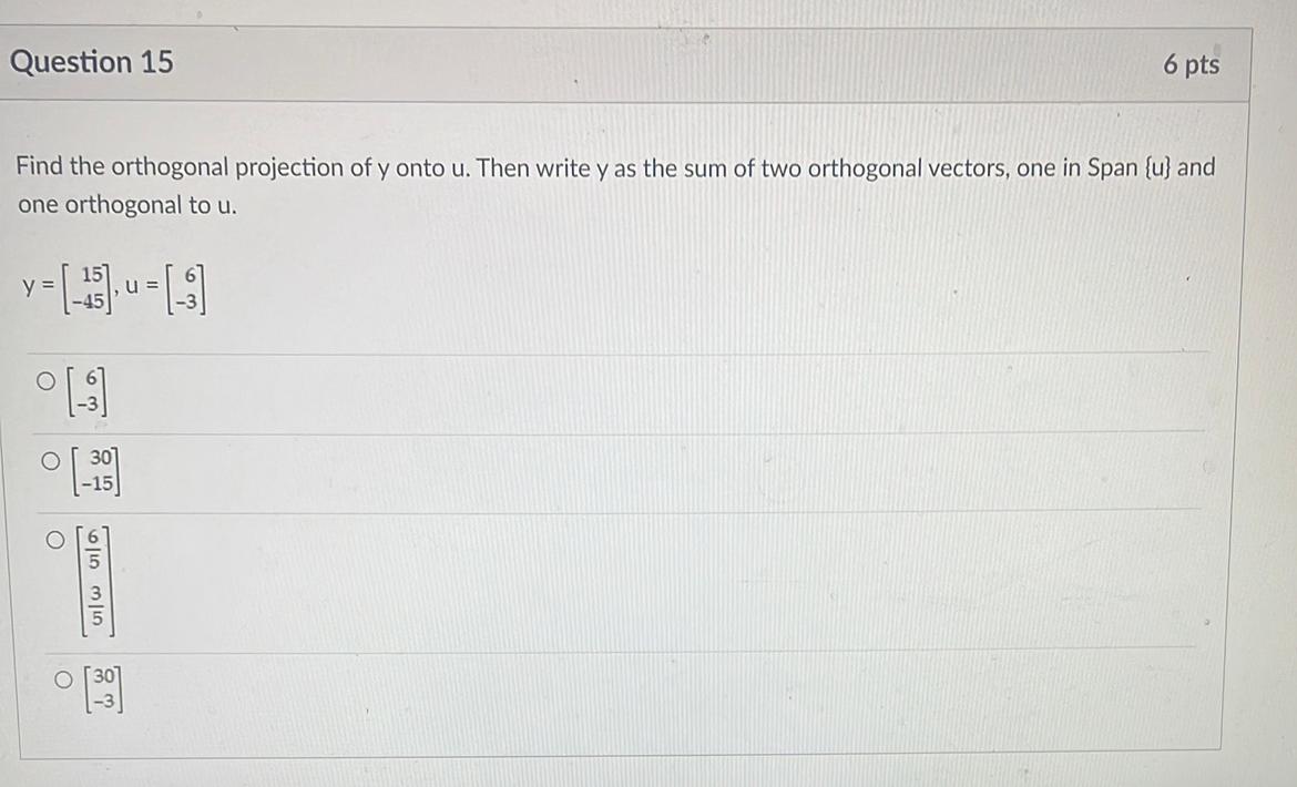 Solved Find the orthogonal projection of y onto u. Then | Chegg.com
