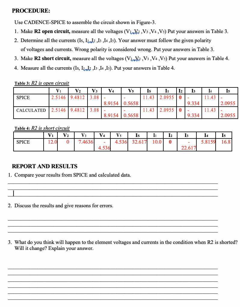 PROCEDURE: Use CADENCE-SPICE to assemble the circuit | Chegg.com