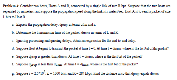 Solved Problem 4: Consider two hosts. Hosts A and B. | Chegg.com
