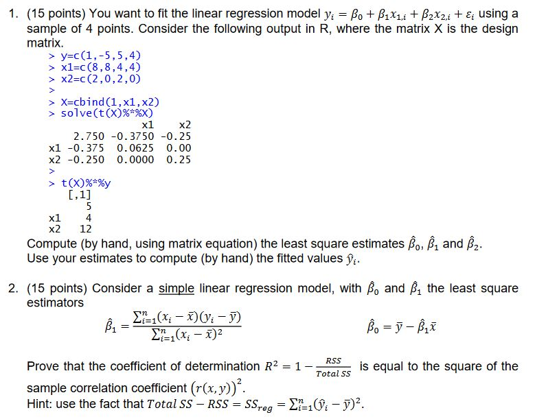 Solved You Want To Fit The Linear Regression Model Using A