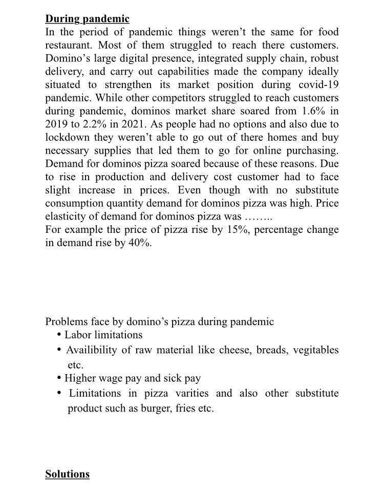 Solved Introduction Domino's pizza is an American | Chegg.com