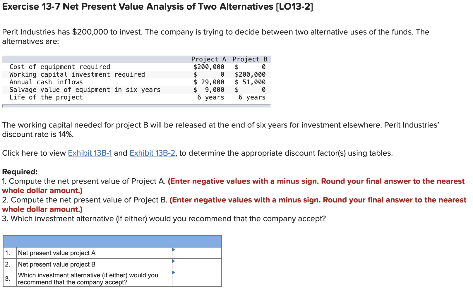 Solved Exercise 13-7 Net Present Value Analysis of Two | Chegg.com
